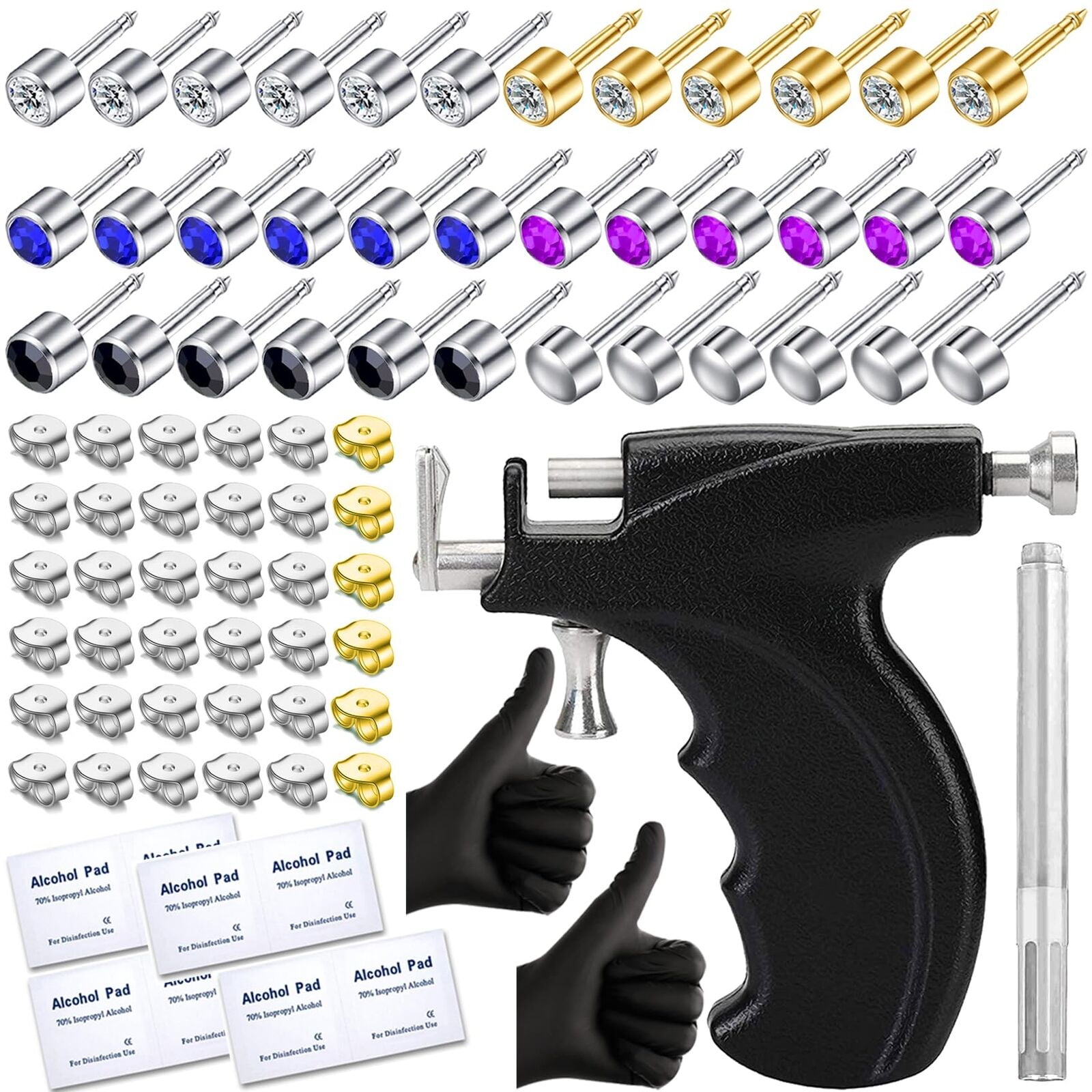 Professional Ear Piercing Kit with Stud Earrings Ear Piercing Gun ...