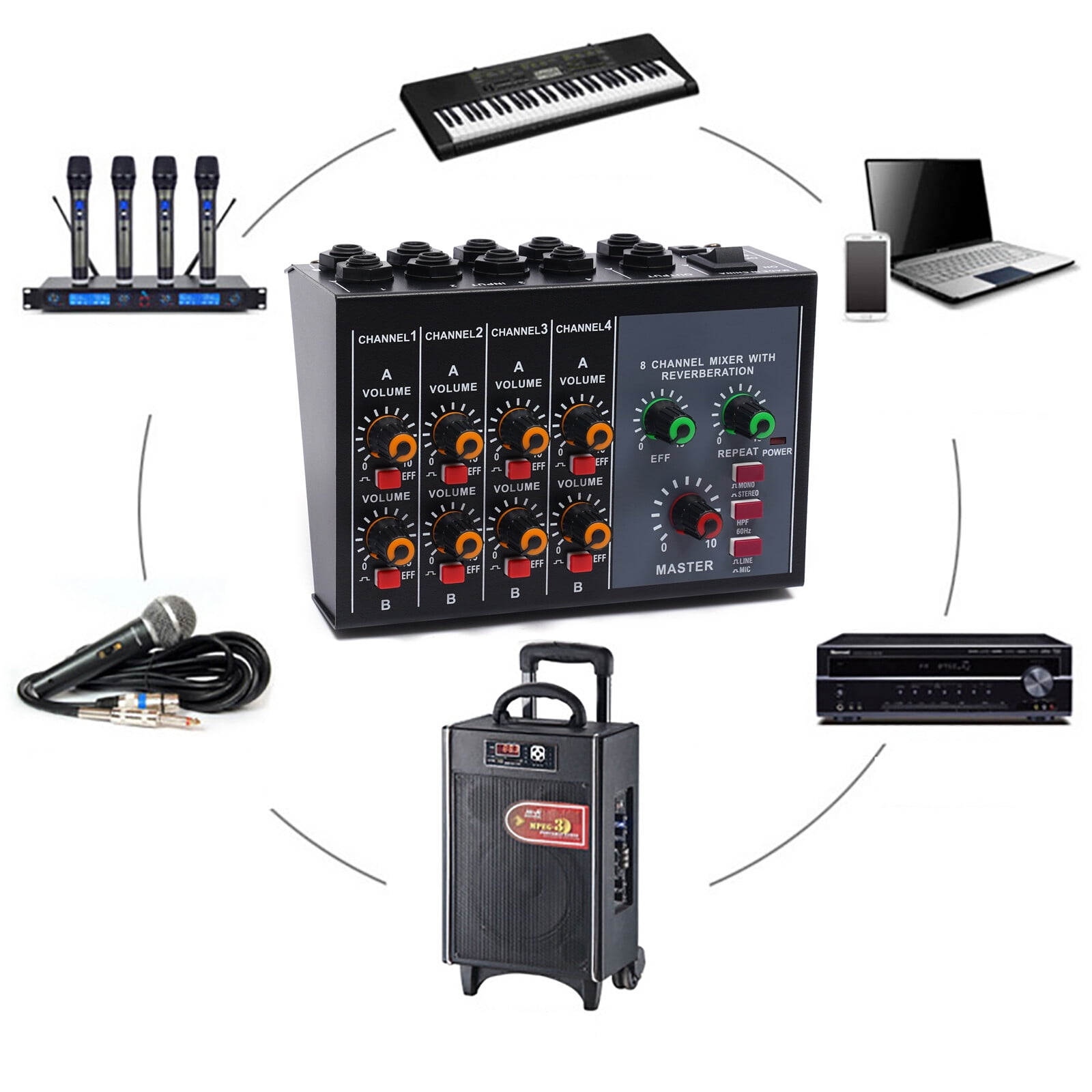 Professional Echo Effect Portable 8 Channels Sound Desk Audio Mixer ...