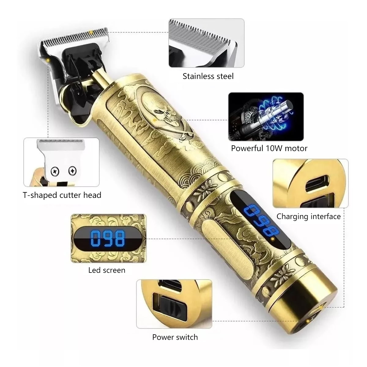 Professional Electric Hair Trimmer for Men, Hair Clippers Zero Gapped T ...