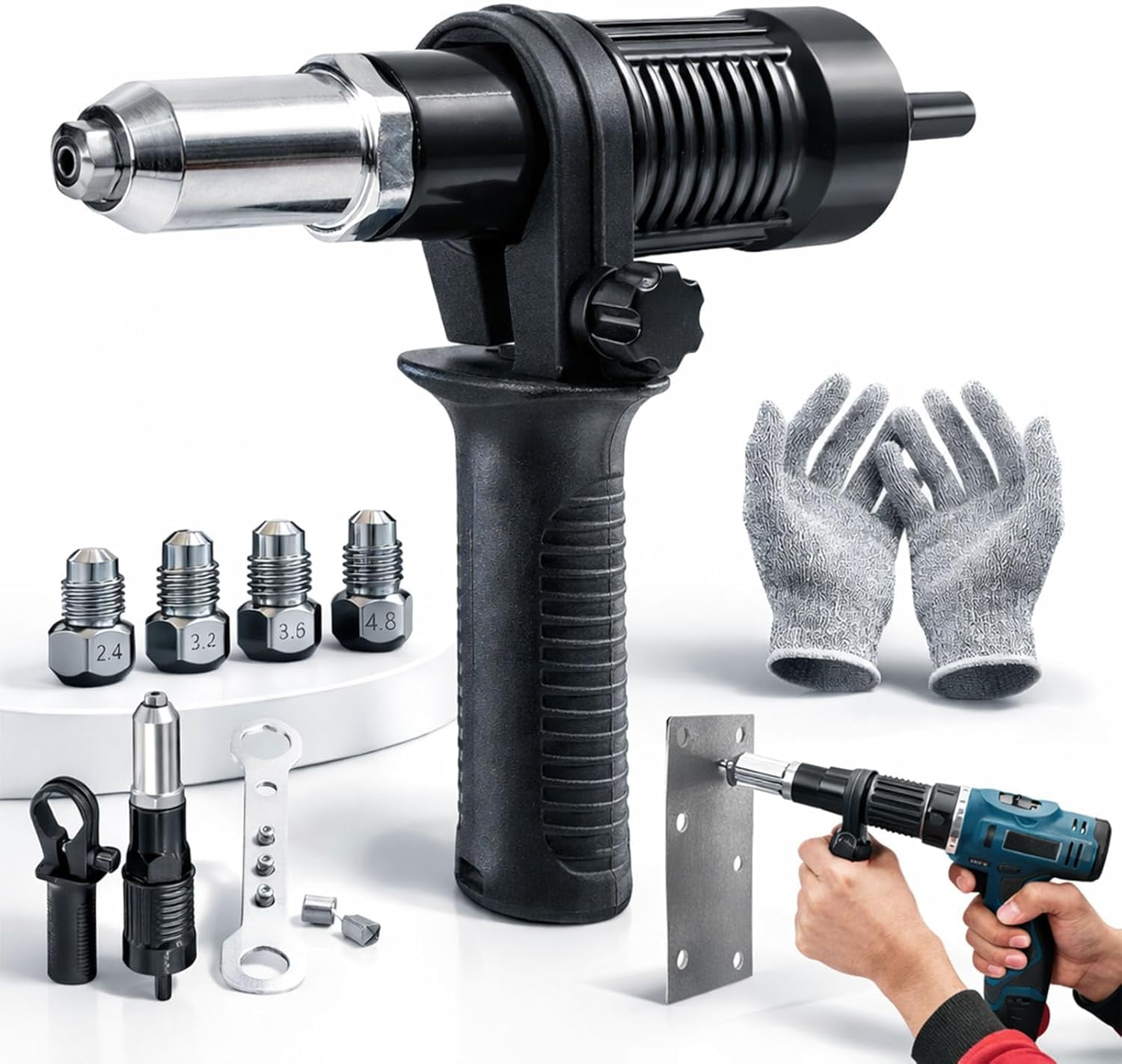 Professional Electric Rivet Gun Adapter Kit, Pro-Grade Electric Rivet ...
