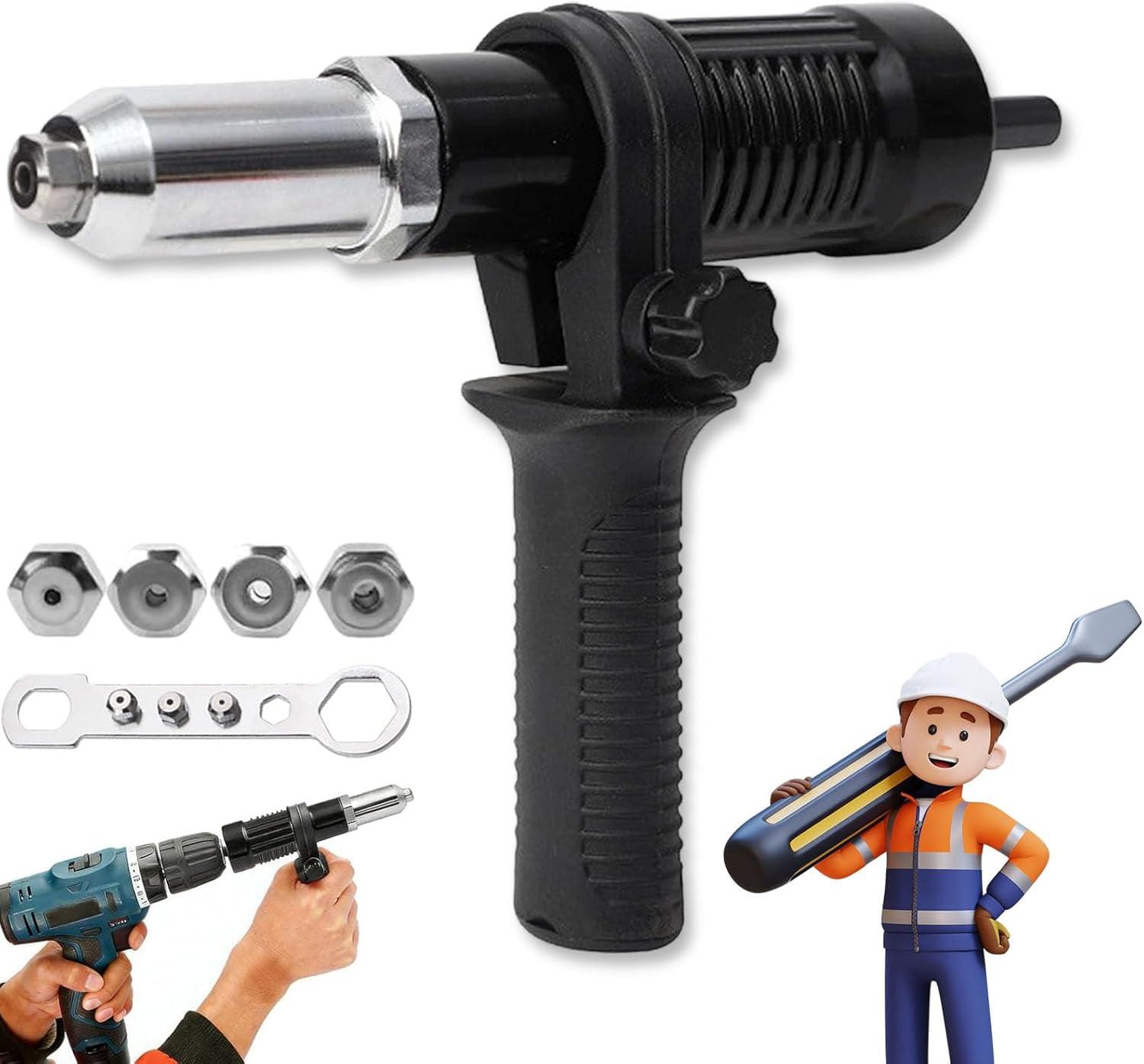 Professional Electric Rivet Gun Adapter Kit, Rivet Adapter for Drill ...