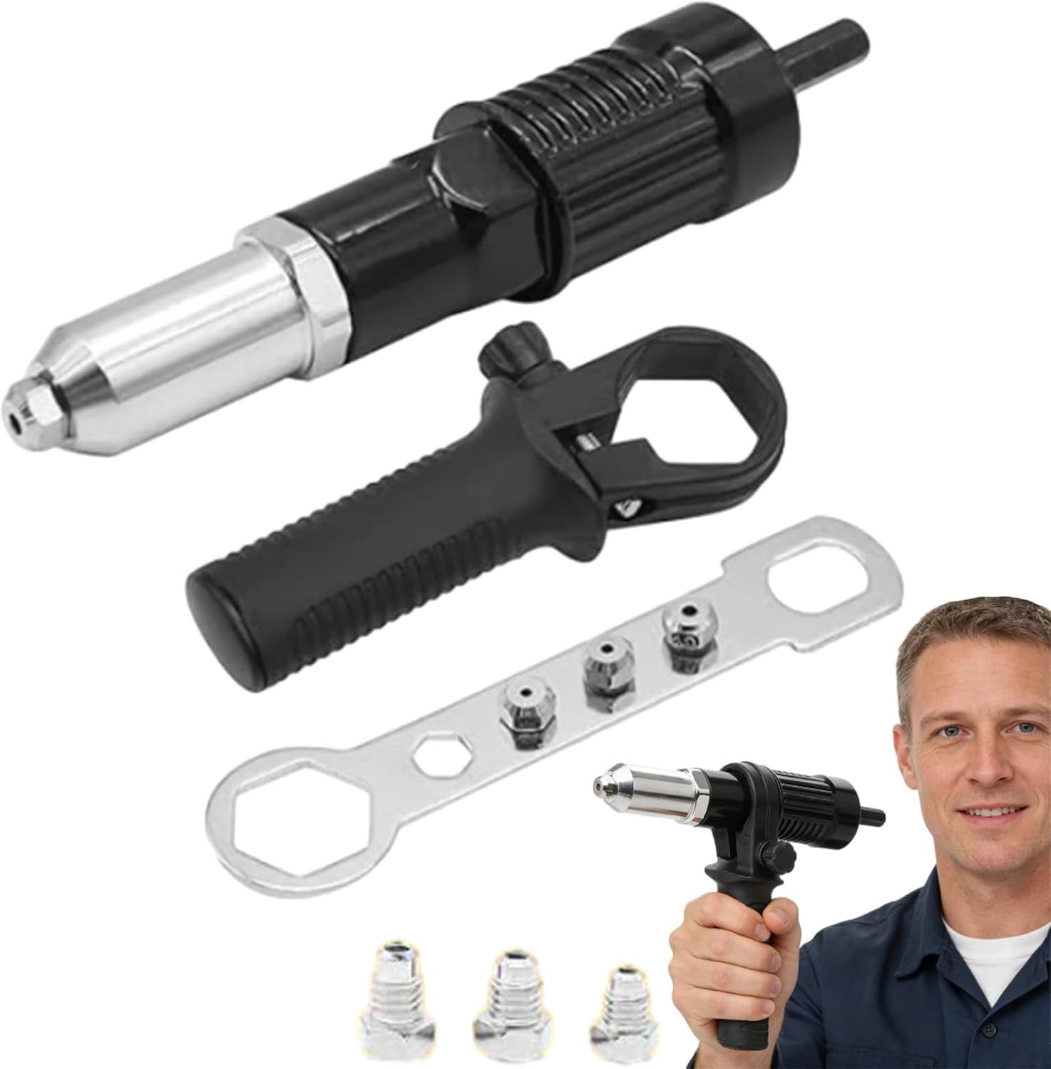 Professional Electric Rivet Gun Adapter Kit, Rivet Gun Adapter for ...