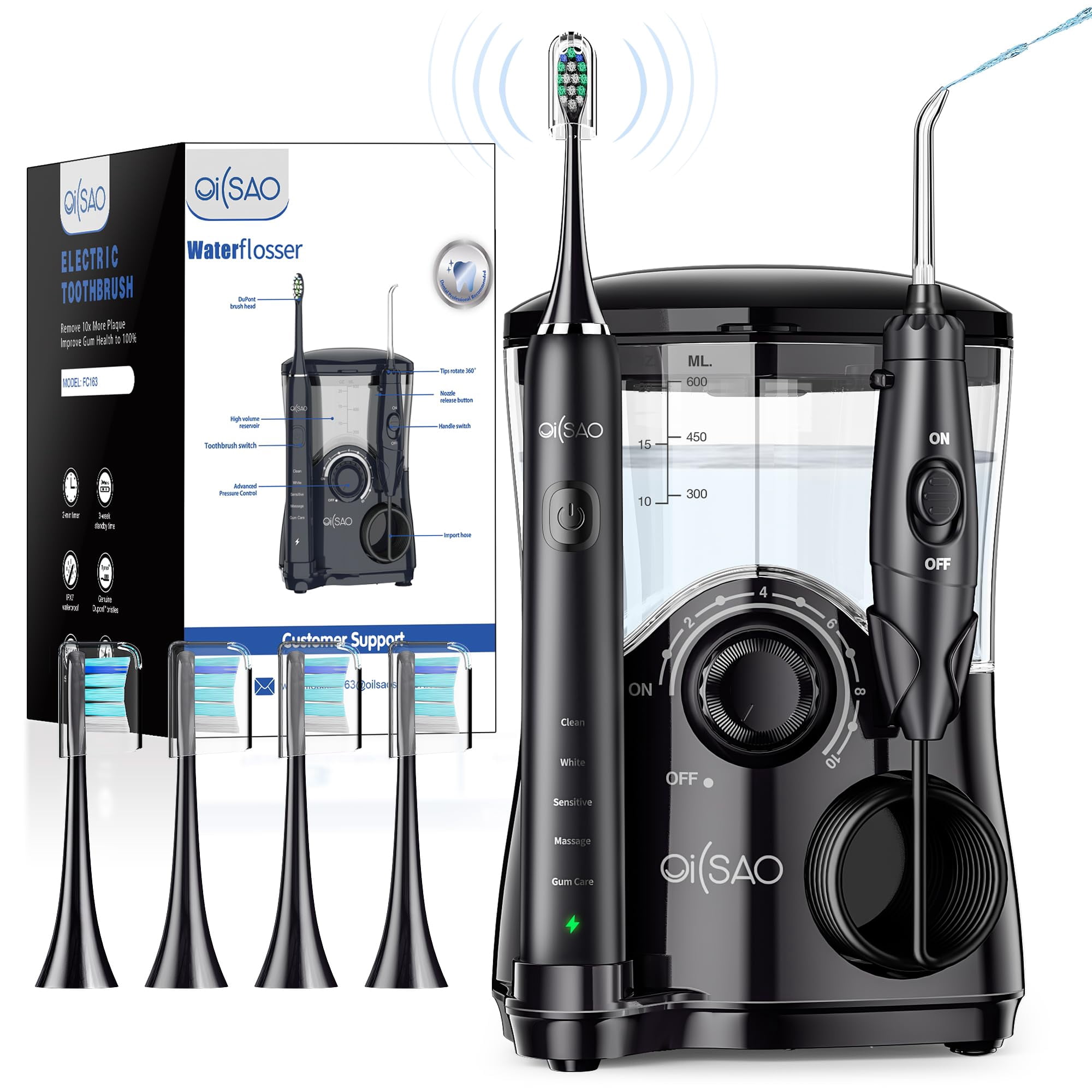 Professional Electric Toothbrush with KEF16 Flosser, 600ML Dental ...