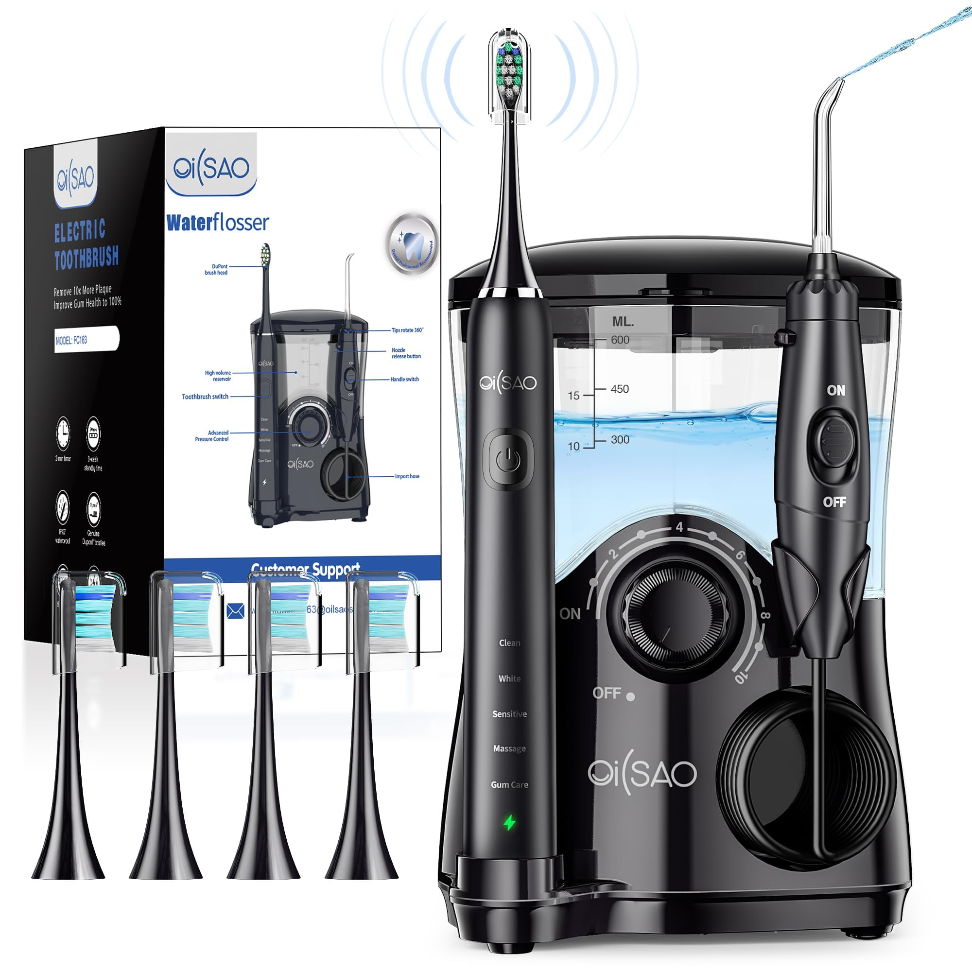Professional Electric Toothbrush with OIF8 Water Flosser, 600ML Water ...