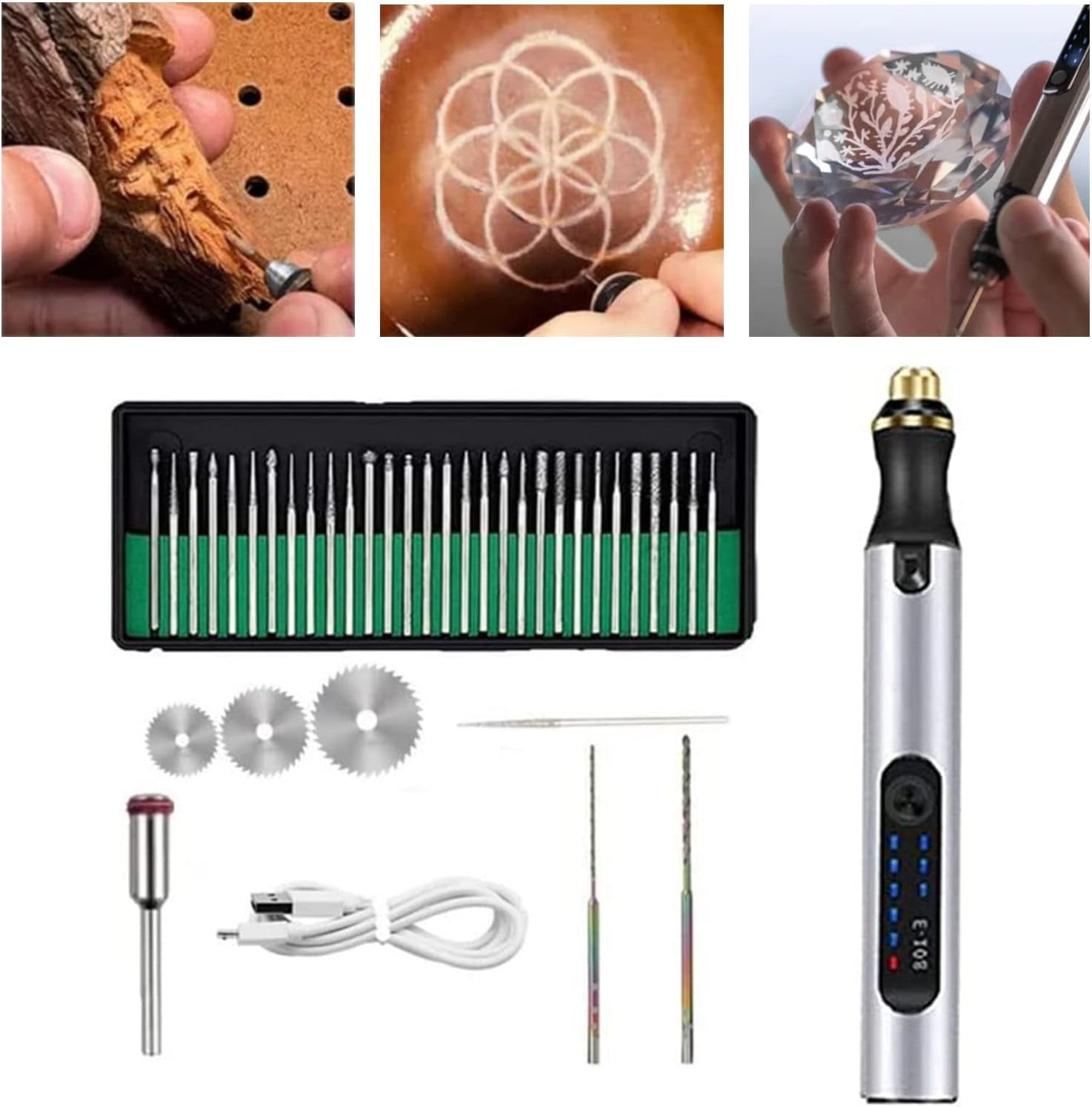 Professional Engraving Pen 30 Bits,2024 NEW Usb Rechargeable Cordless ...