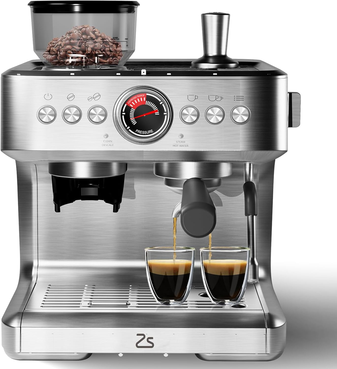 Professional Espresso Machine with Grinder - 20 Bar Semi-Automatic ...