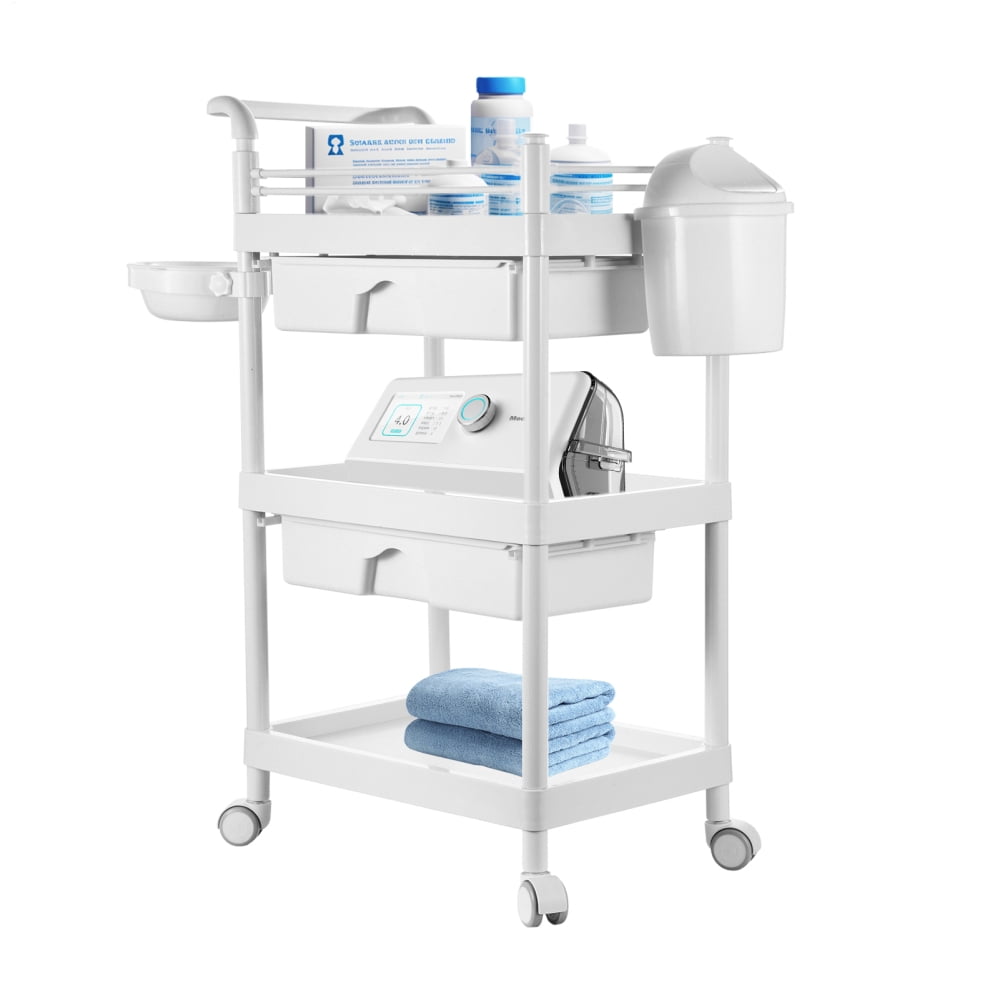 Professional Esthetician Cart with Drawers & Handrail, 3-Tier Rolling ...