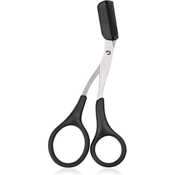Trinyaa Eyebrow Trimming Scissors, Stainless Steel with Comb, Black ...