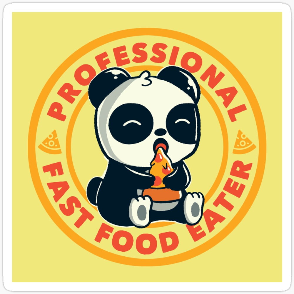 Professional Fast Food Eater Yellow Sticker Phone Decal Water Bottle ...