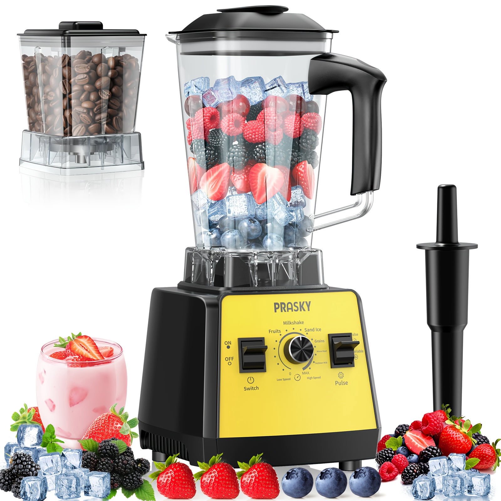 Professional Food Processor Blender - Max 2400W, 25000RPM, 68oz + 2 ...