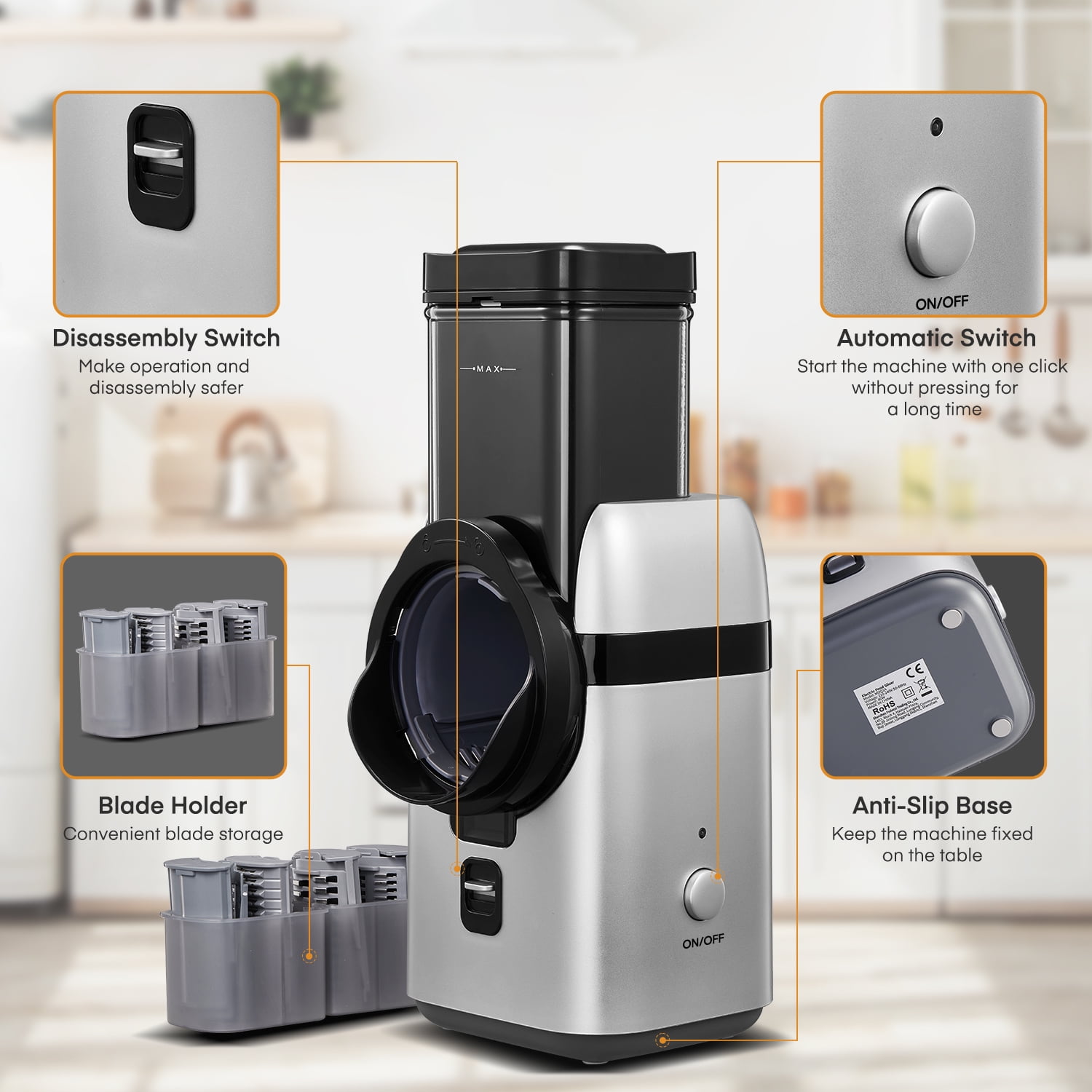 FOHERE Professional Kitchen Shredding Food Processor, 14 Cup, 1600W ...