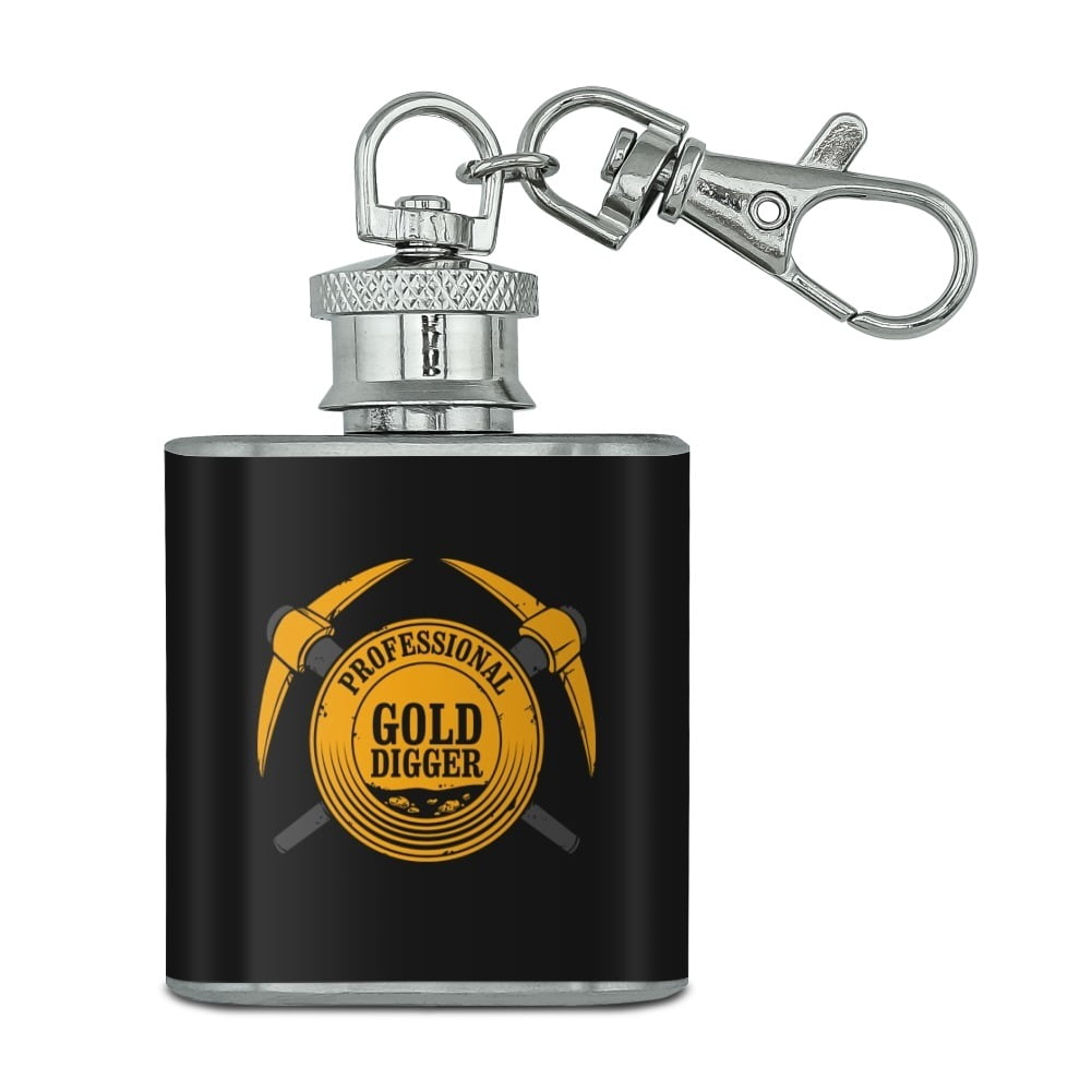 Professional Gold Digger Pickaxe Pan Stainless Steel 1oz Mini Flask Key ...