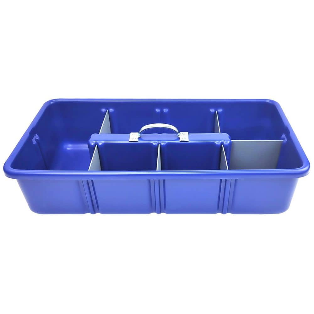 Professional Grade 25 in. Blue Polyethylene Tote Tray with 6-Dividers ...