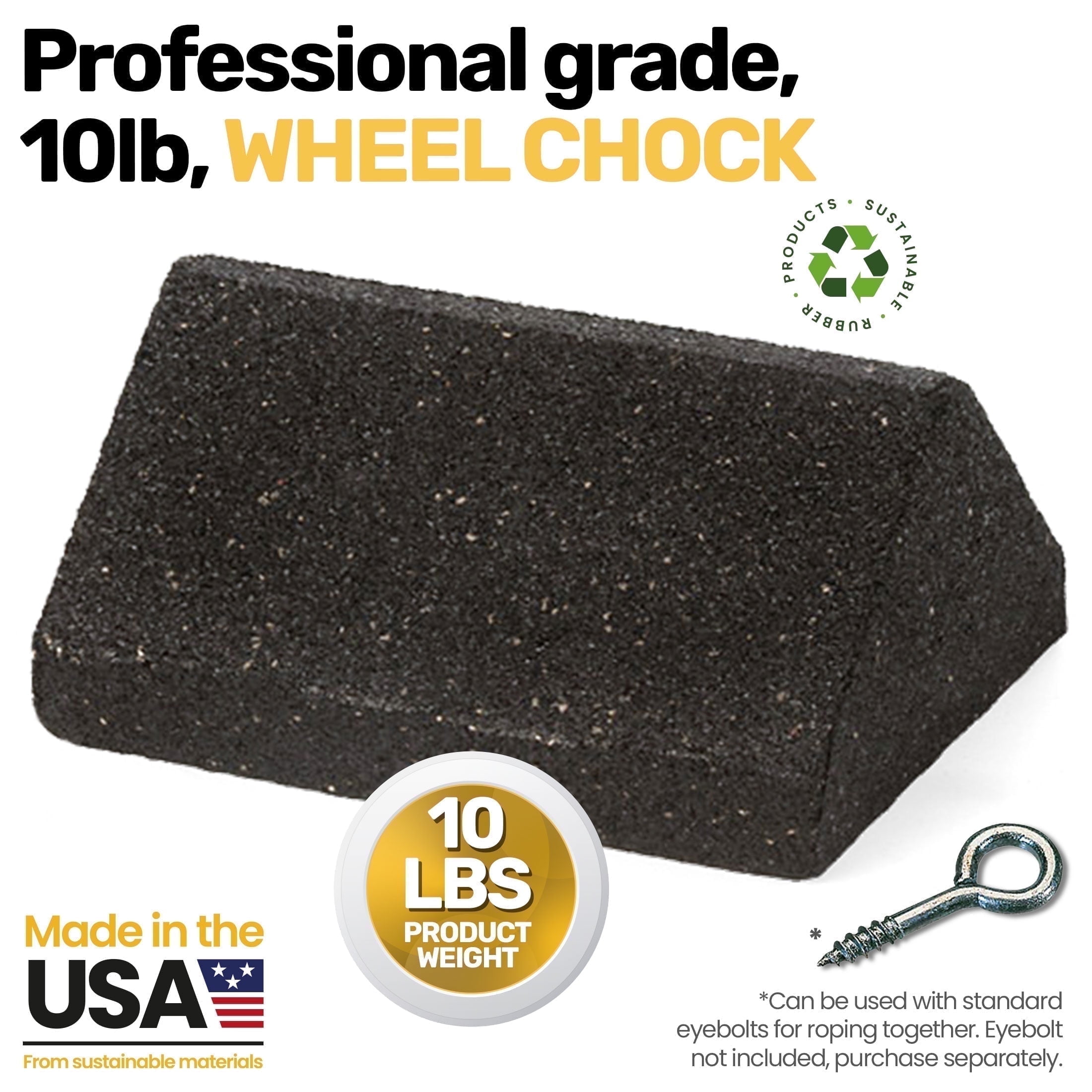 Professional Grade, Heavy Duty 10lb Rubber Wheel Chock - Reduced to ...