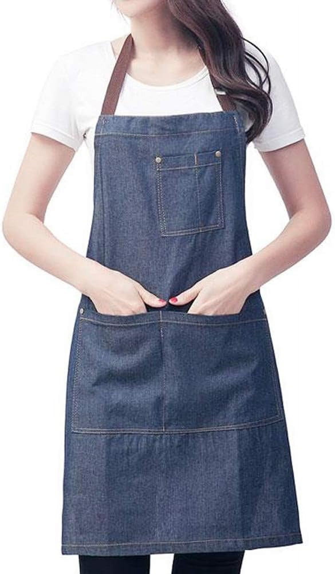 Professional Grade, Multi-Pocket Unisex Apron, Adjustable Denim Chef ...
