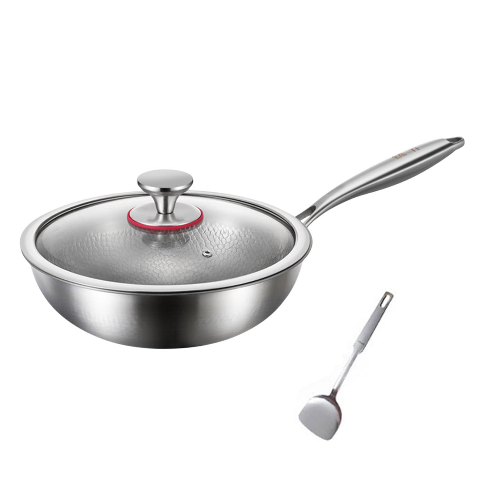 Professional Grade Pure Titanium Wok & Frying Pan - Hammered Finish Non ...