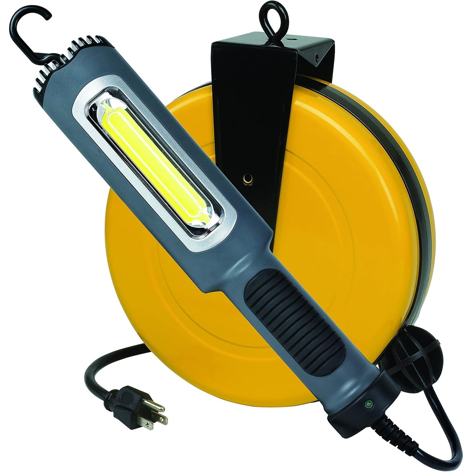 Professional Grade Retractable Cord Reel with LED Work Light, 50' 18/2 ...