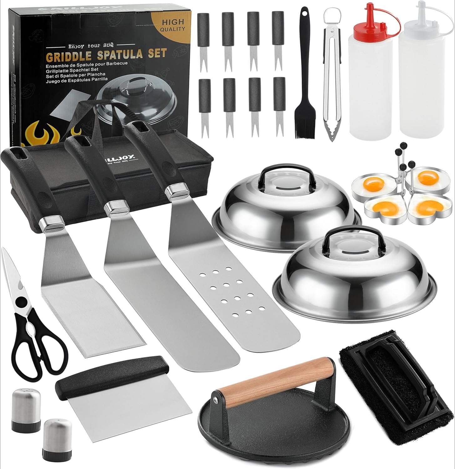 Professional Griddle Accessories Kit Set with Smash Burger Press ...
