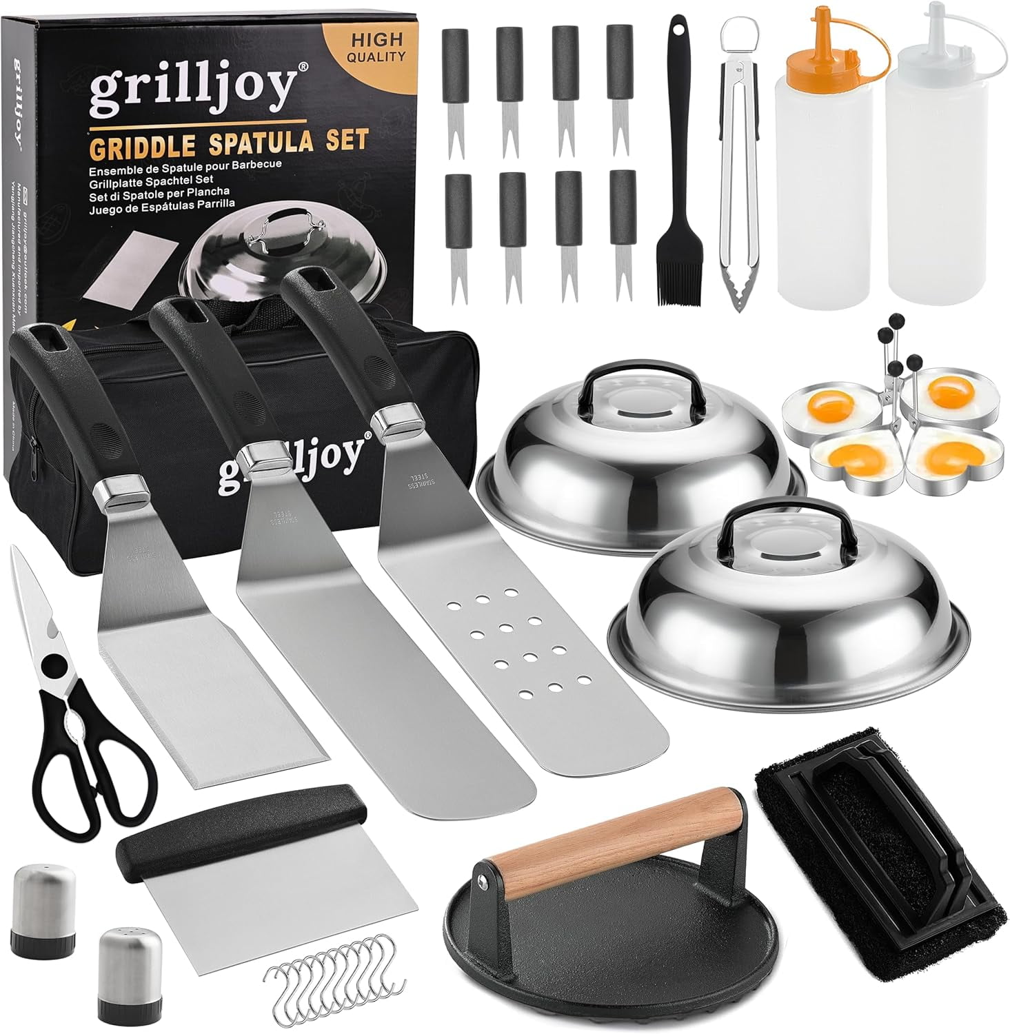 Professional Griddle Accessories Kit Set with Smash Burger Press ...