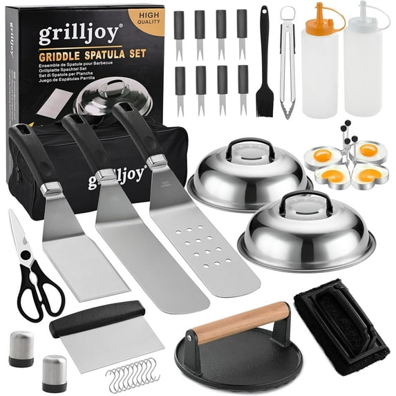 Professional Griddle Accessories Kit Set with Smash Burger Press ...
