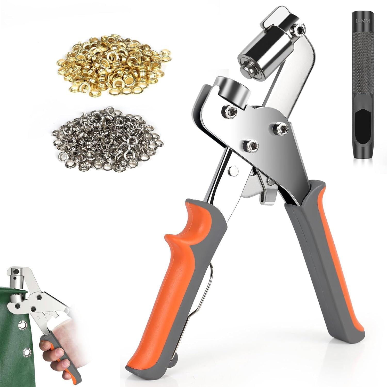 Professional Grommets Kit Handheld Eyelet Kit Hole, Eyelet Tool, Press ...