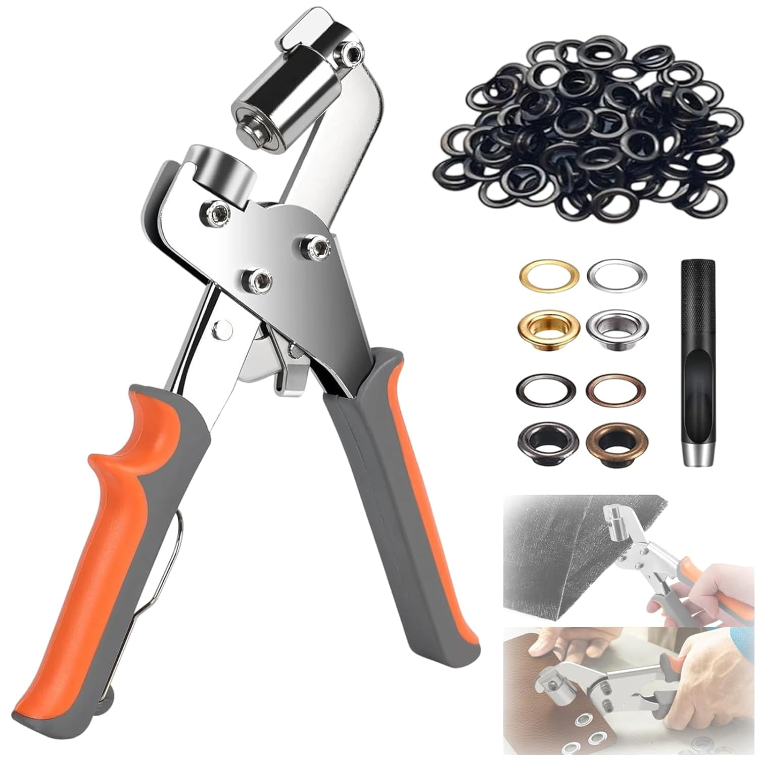Professional Grommets Kit, Upgrade Heavy-Duty Professional Grommet Tool Kit, Multi-Functional ...