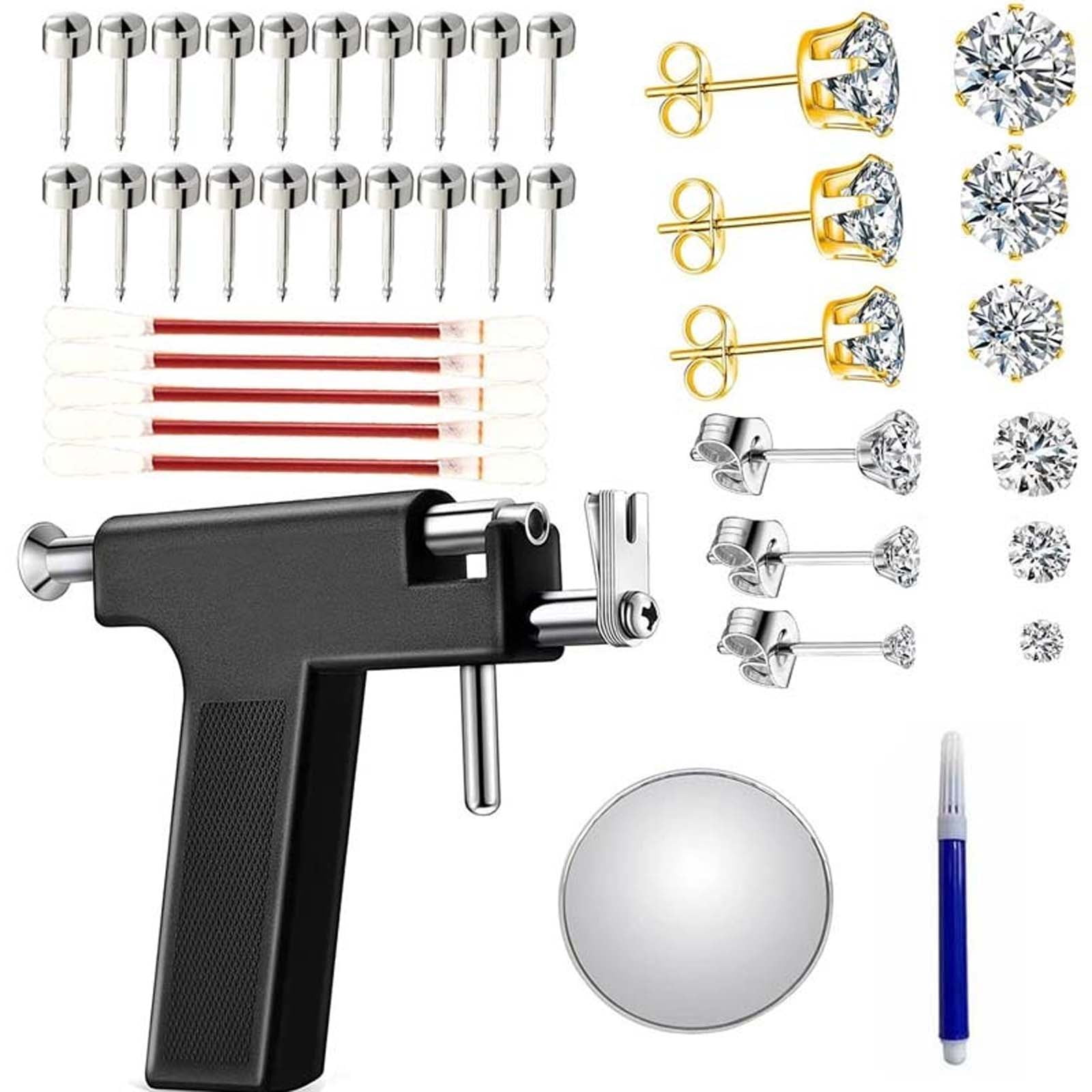 Professional Gun Piercing with 16 Pairs Ear Studs-Reusable Ear Piercing ...