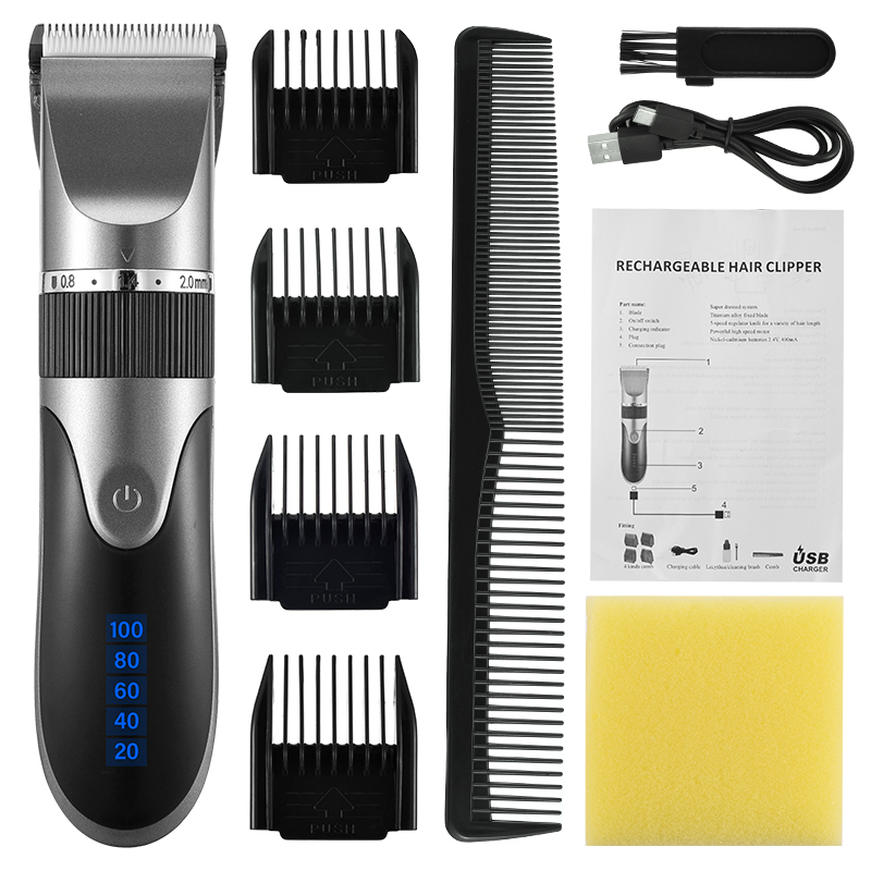 Professional Hair Clipper Men's Barber Beard Trimmer Rechargeable Hair ...