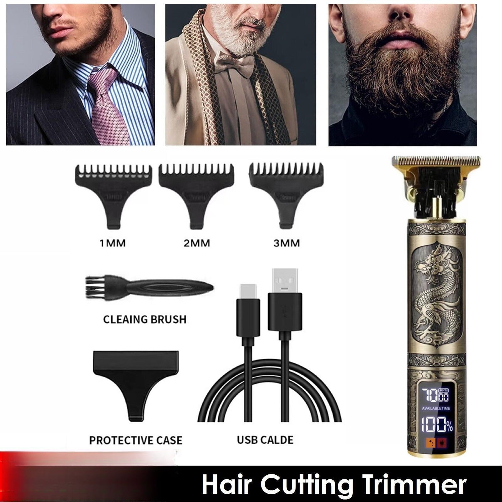 Professional Hair Clippers for Men, Cordless Hair Cutting Kit with LCD ...