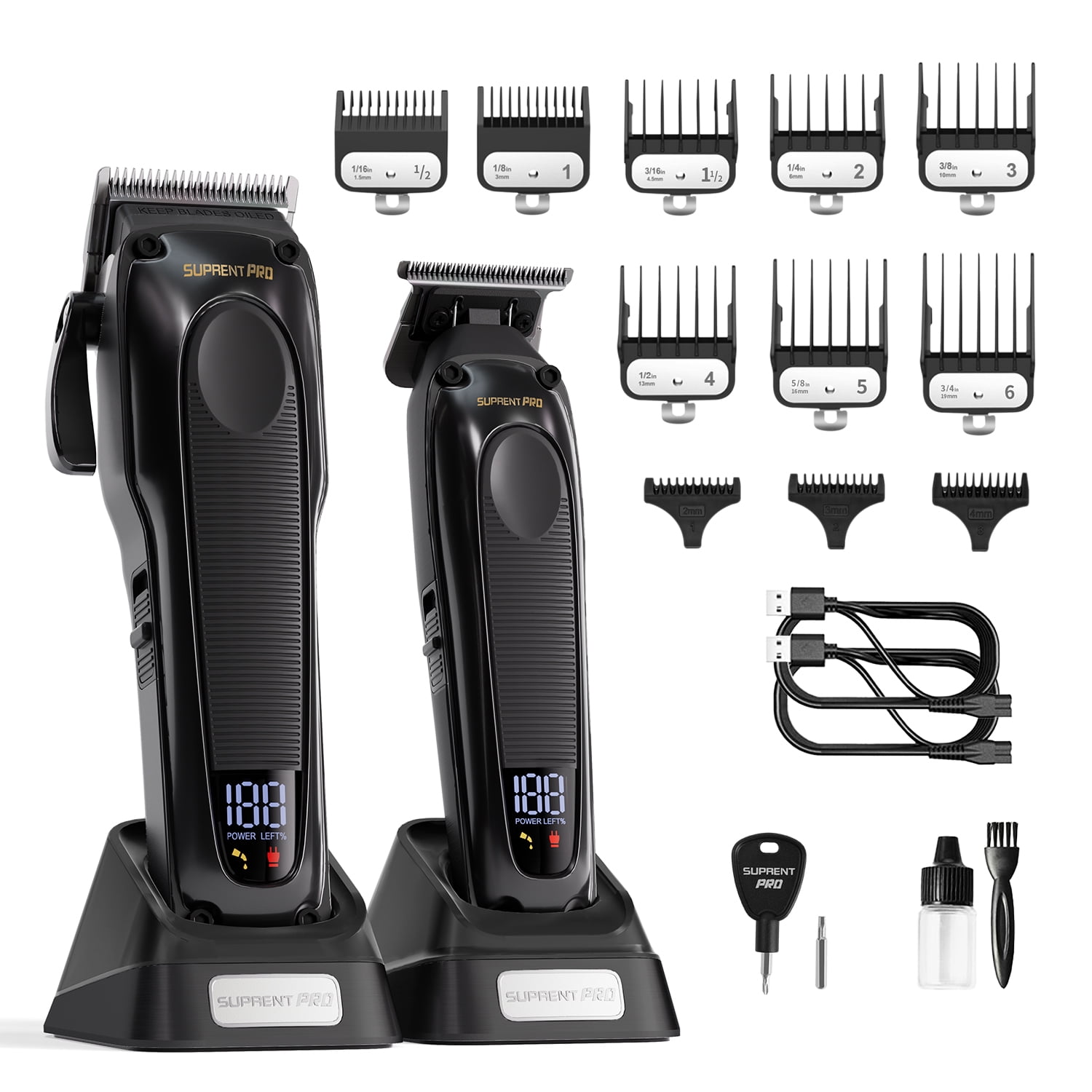 SUPRENT Professional Men's Hair Clipper Set - High Torque Motor, DLC ...