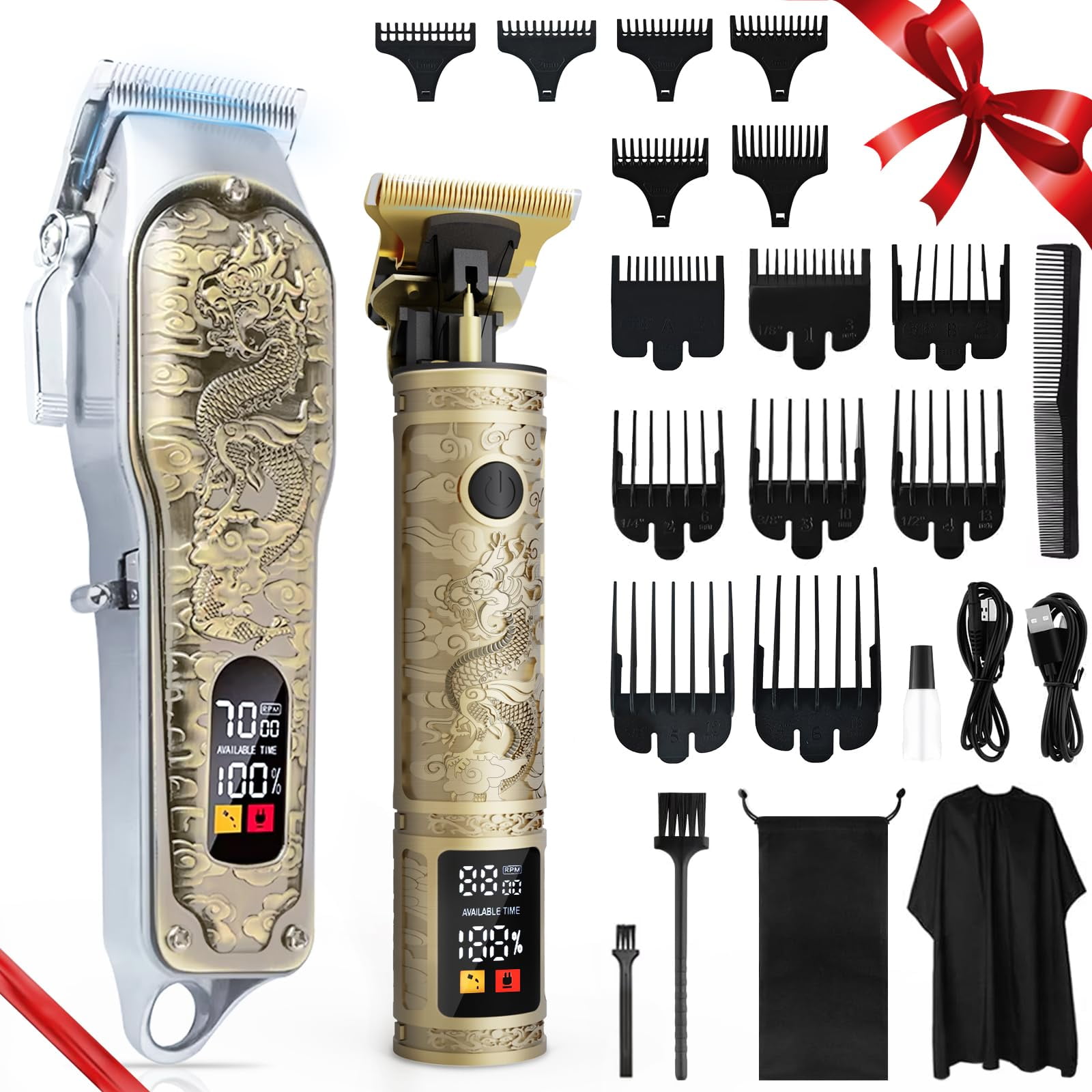 Professional Hair Clippers and Trimmers Set for Men, Cordless ...