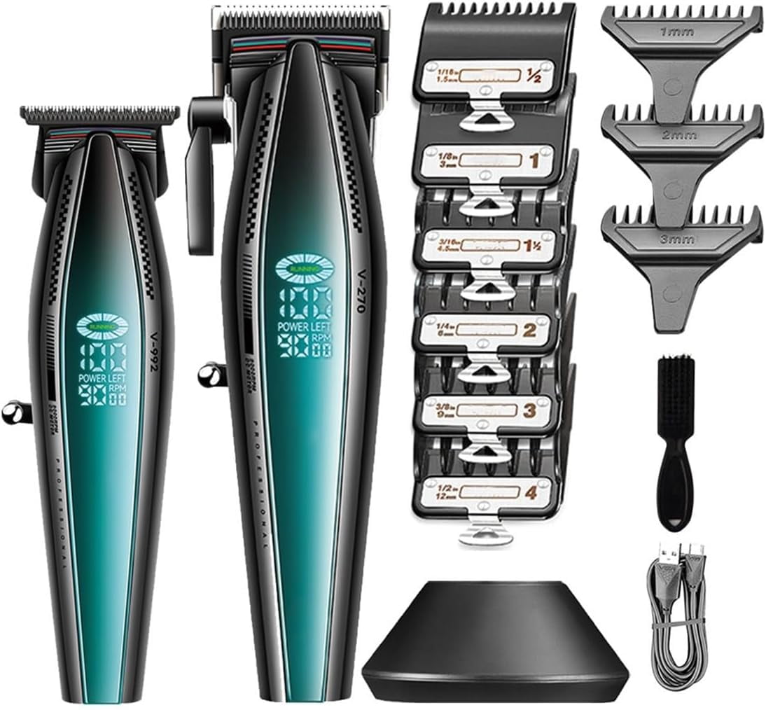 Professional Hair Clippers for Men, 2PCS Professional Barber Trimmer ...