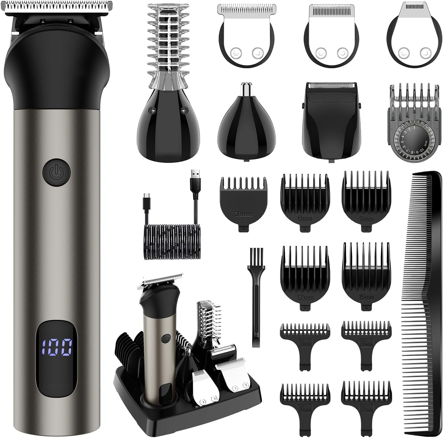 Professional Hair Clippers for Men, All in One Hair Trimmer 7 Blades ...