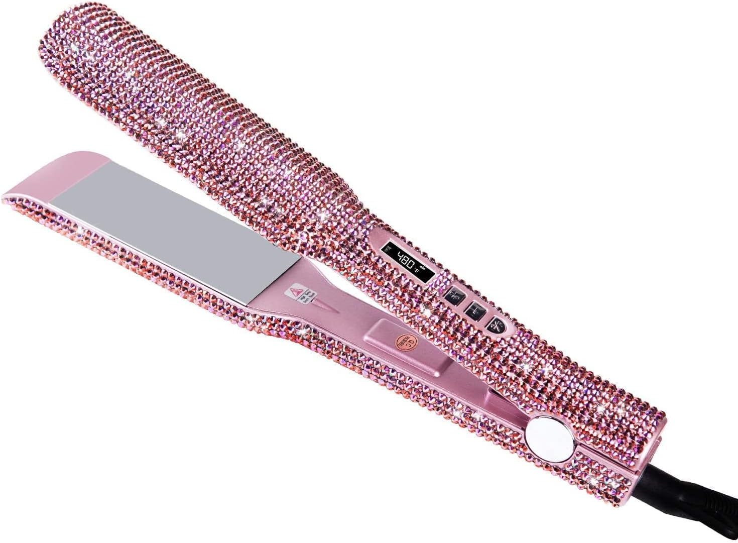 Professional Hair Straightener, 2 Inch Titanium Flat Iron Rhinestone ...
