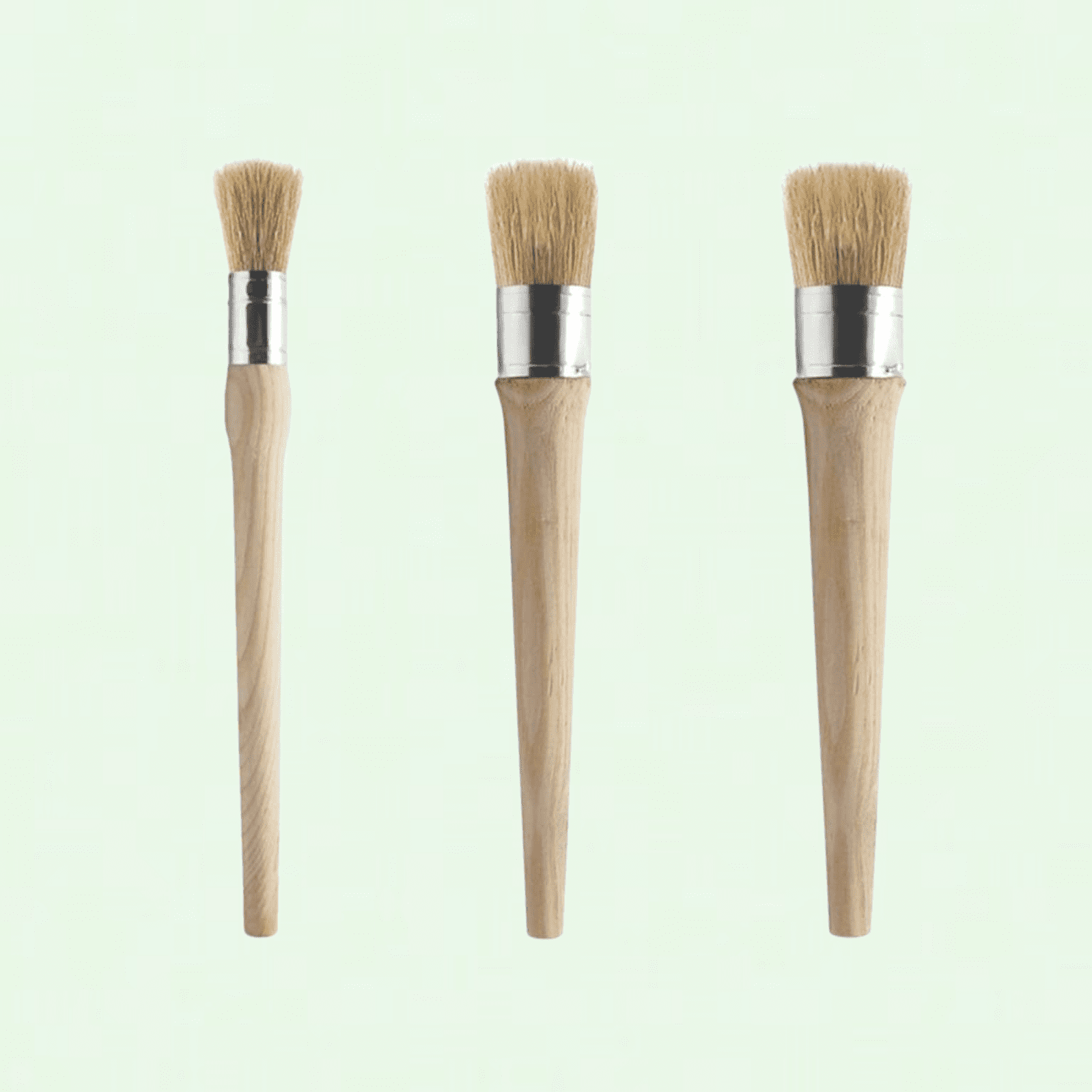 Professional Round Paint Brushes Set of 3, Natural Bristle, for ...