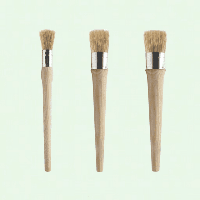 Professional Round Paint Brushes Set of 3, Natural Bristle, for ...