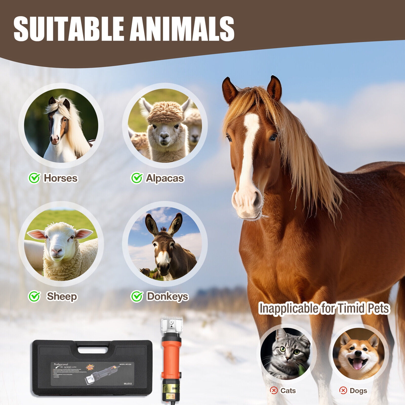 Professional Horse Clippers Electric Animal Grooming Shears Shearing ...