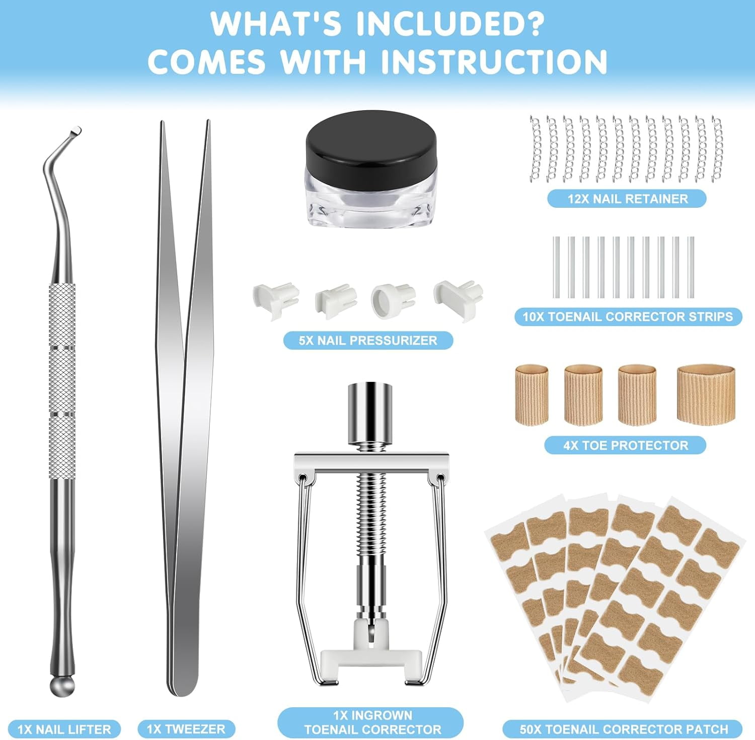 Professional Ingrown Toenail Removal Kit with Corrector,50pcs nail ...