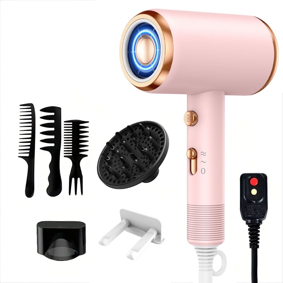 Professional Ionic Hair Dryer, Powerful 1800W Fast Drying Low Noise Blow Dryer with Concentrator ...