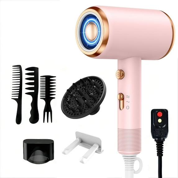 Professional Ionic Hair Dryer, Powerful 1800W Fast Drying Low Noise Blow Dryer with Concentrator ...