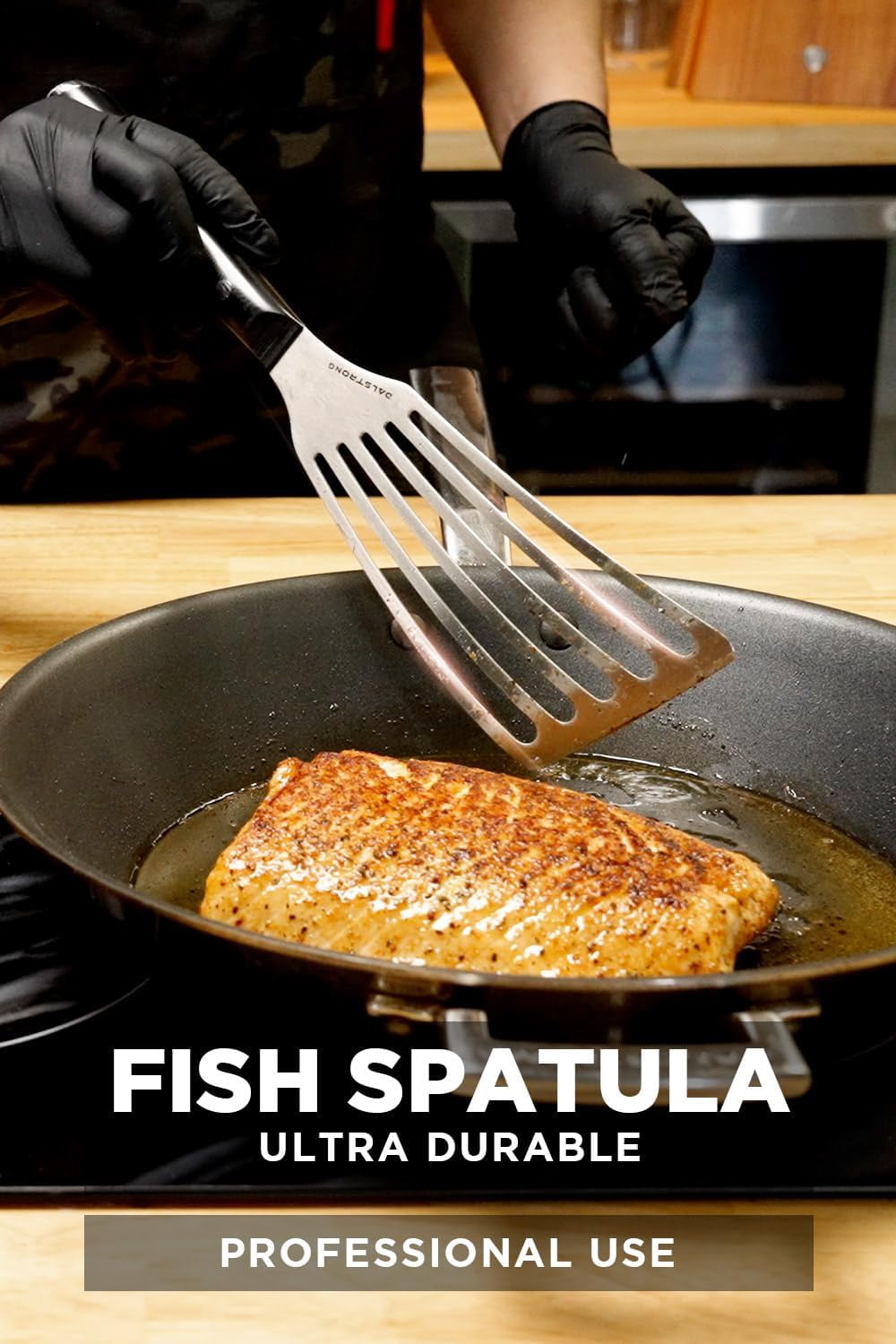Professional Kitchen Fish Spatula - 7.5 inch Slotted High-Carbon Heat ...