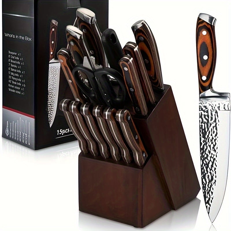 Professional Knife Sets For Kitchen, 15pcs High Carbon Stainless Steel ...
