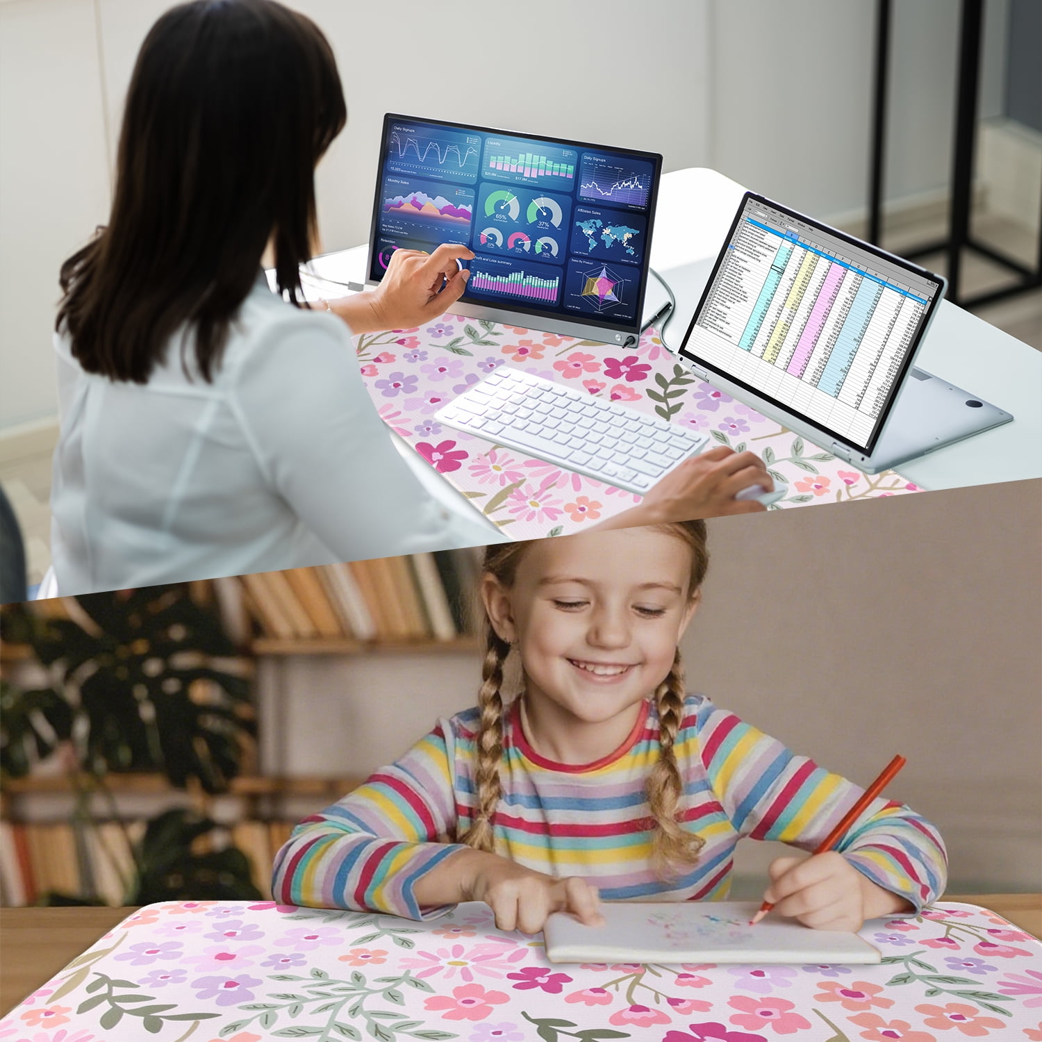 Professional Large Desk Mat 23.62x11.81 Inch Non-Slip with Stitched ...