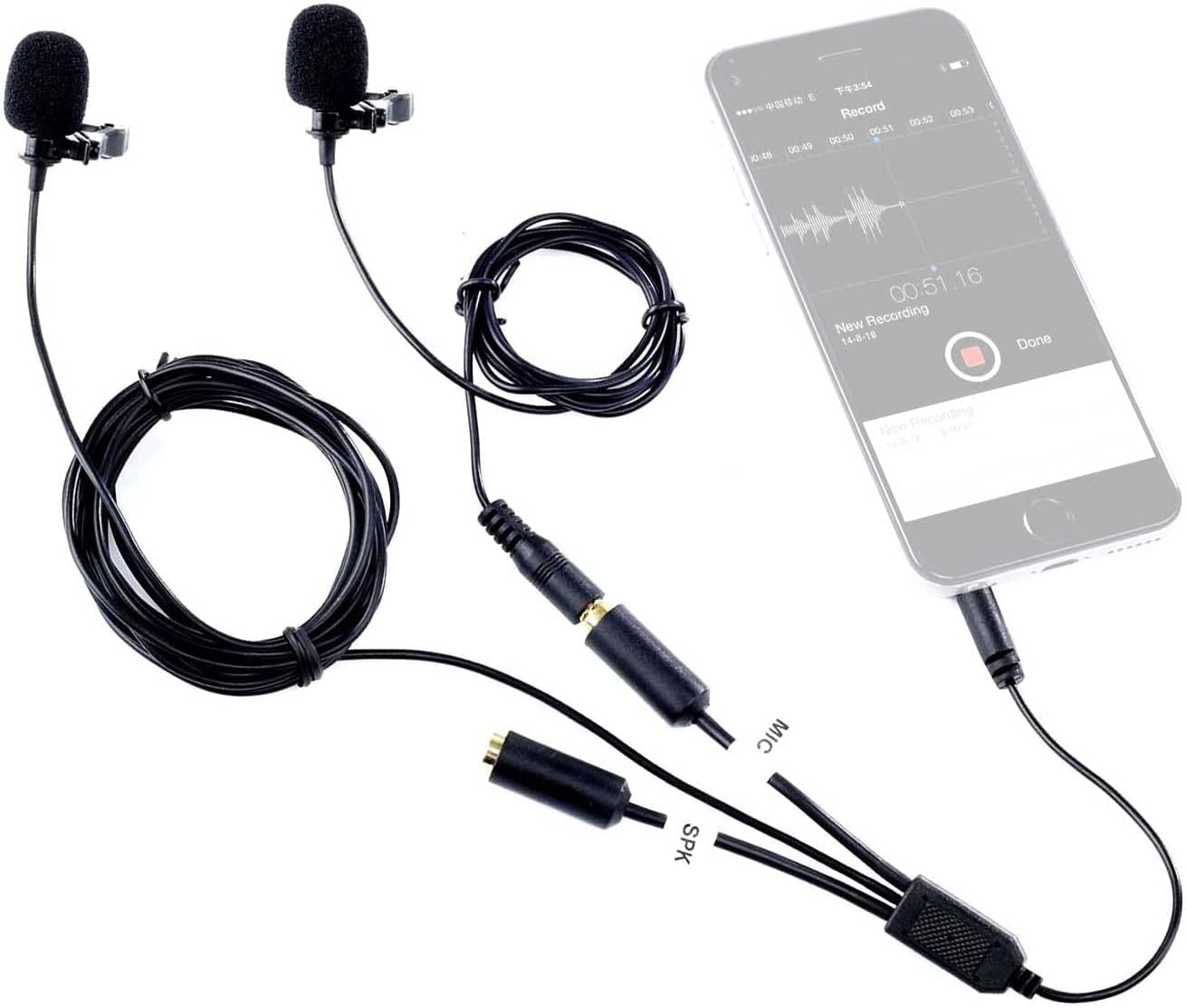 Professional Lavalier Lapel Clip-on Interview Podcast Microphone with ...