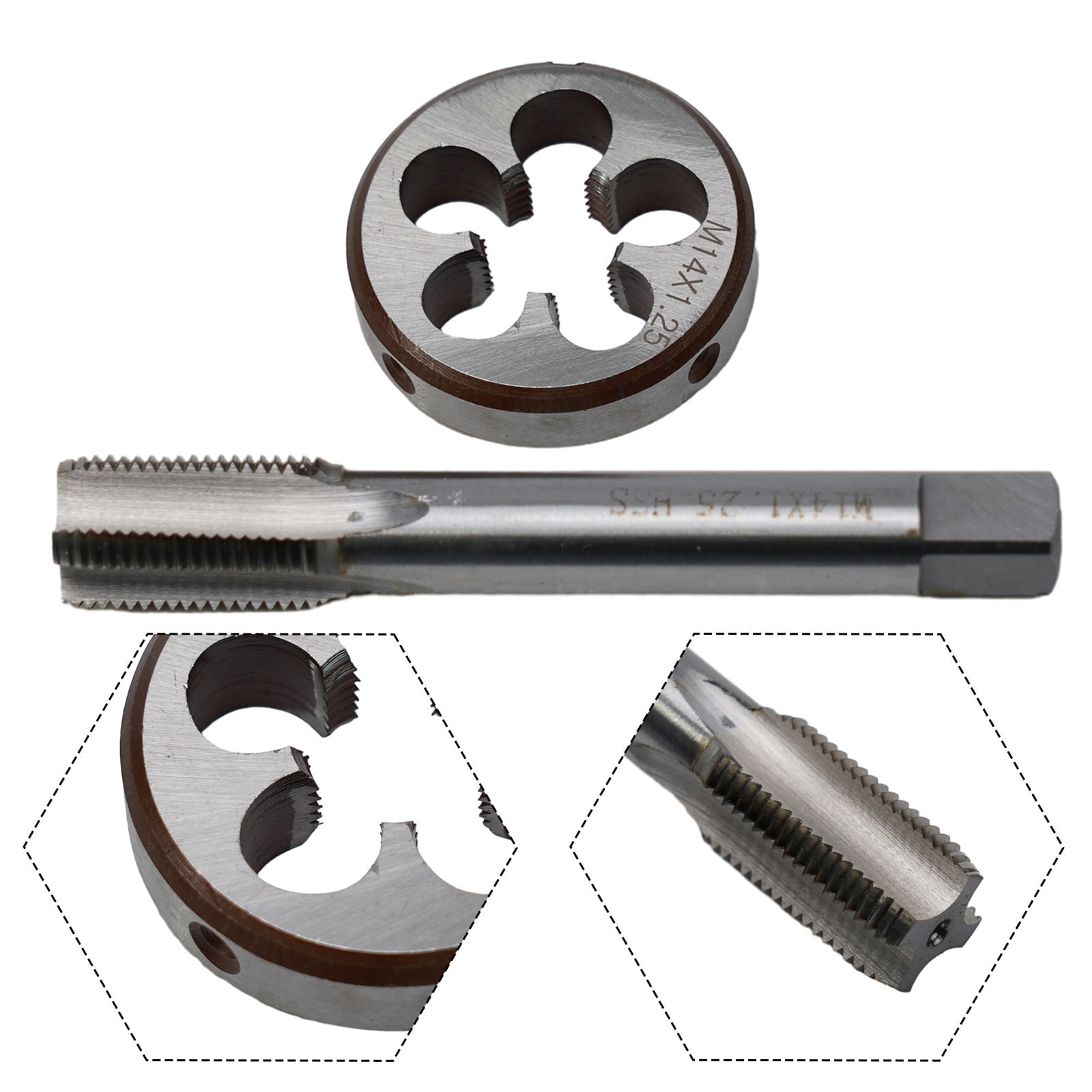 Professional Left Hand Tap And Die 14Mm X 1 25 Lh Fine Thread Round Die ...