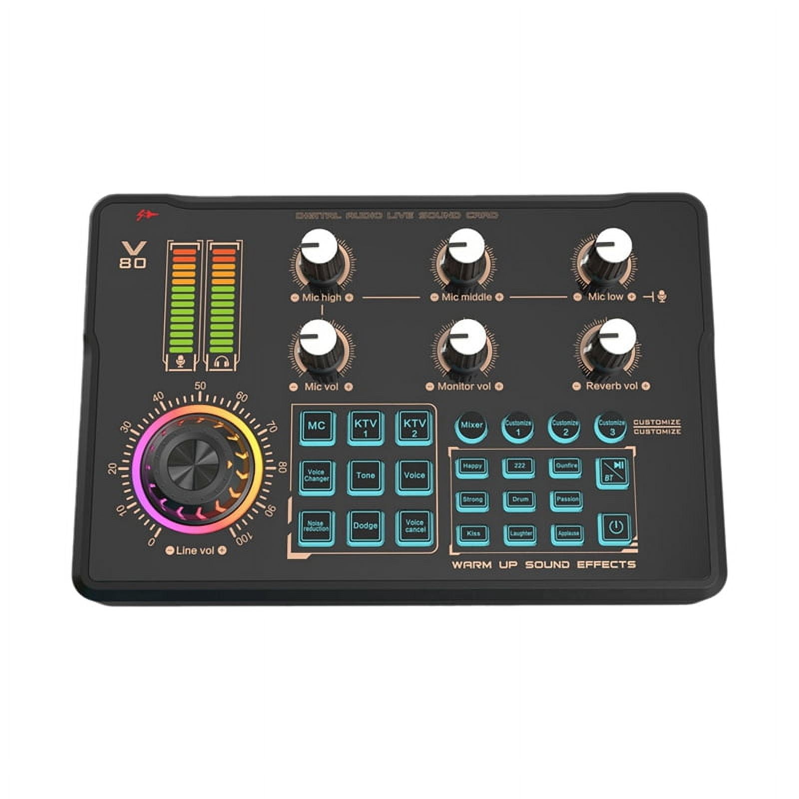 Professional Live Sound Card Mixer with DJ Effects Voice Changer, and ...