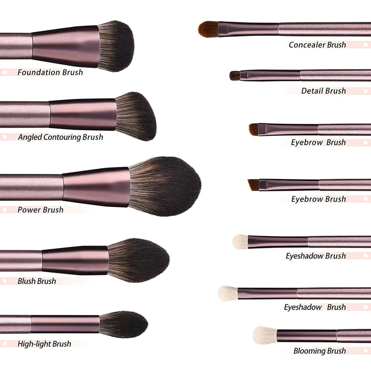 Professional Makeup Brush Set, Makeup Brushes, Champagne Gold 12Pcs Non ...