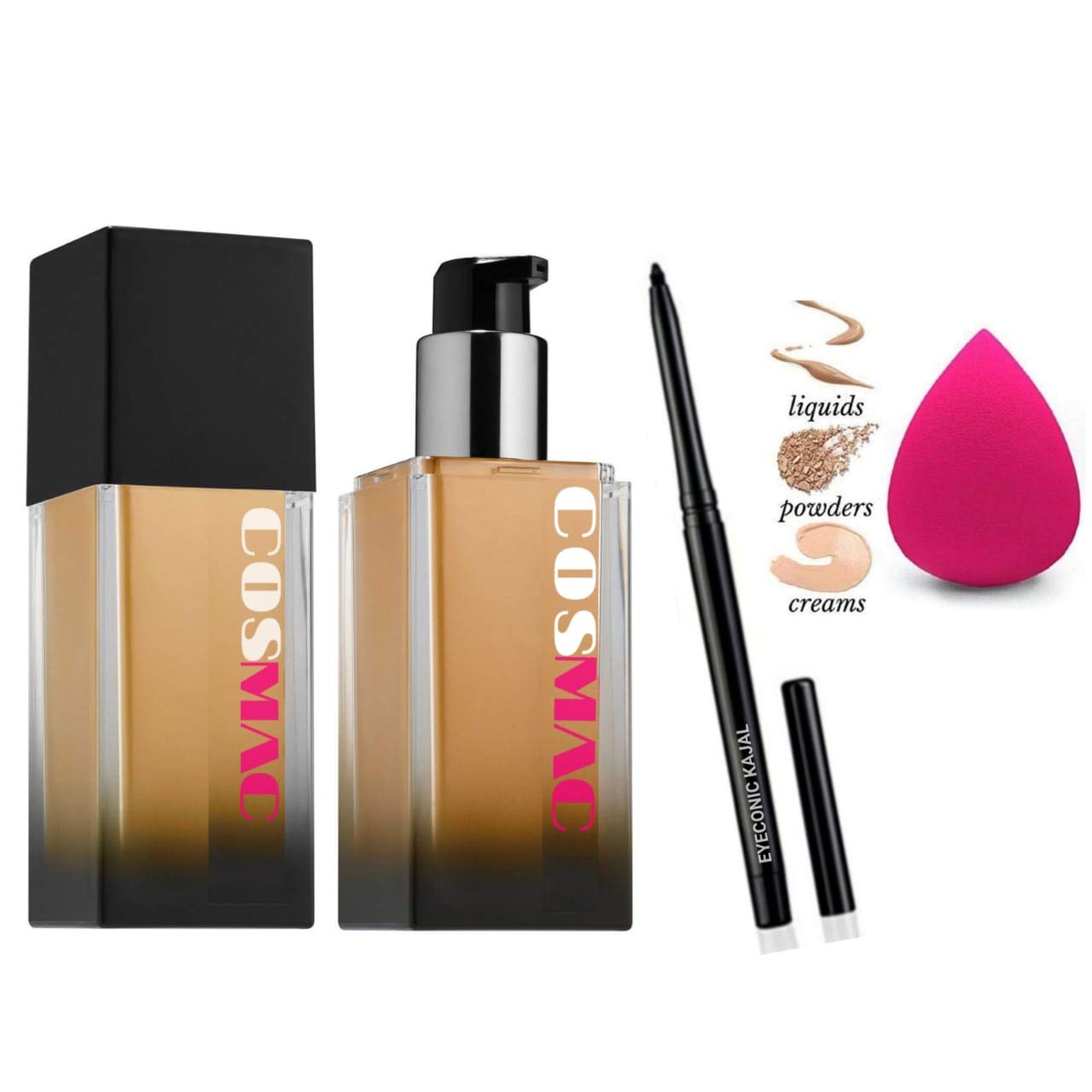 Professional Makeup Combo Kit Waterproof Foundation With Kajal In Biack ...