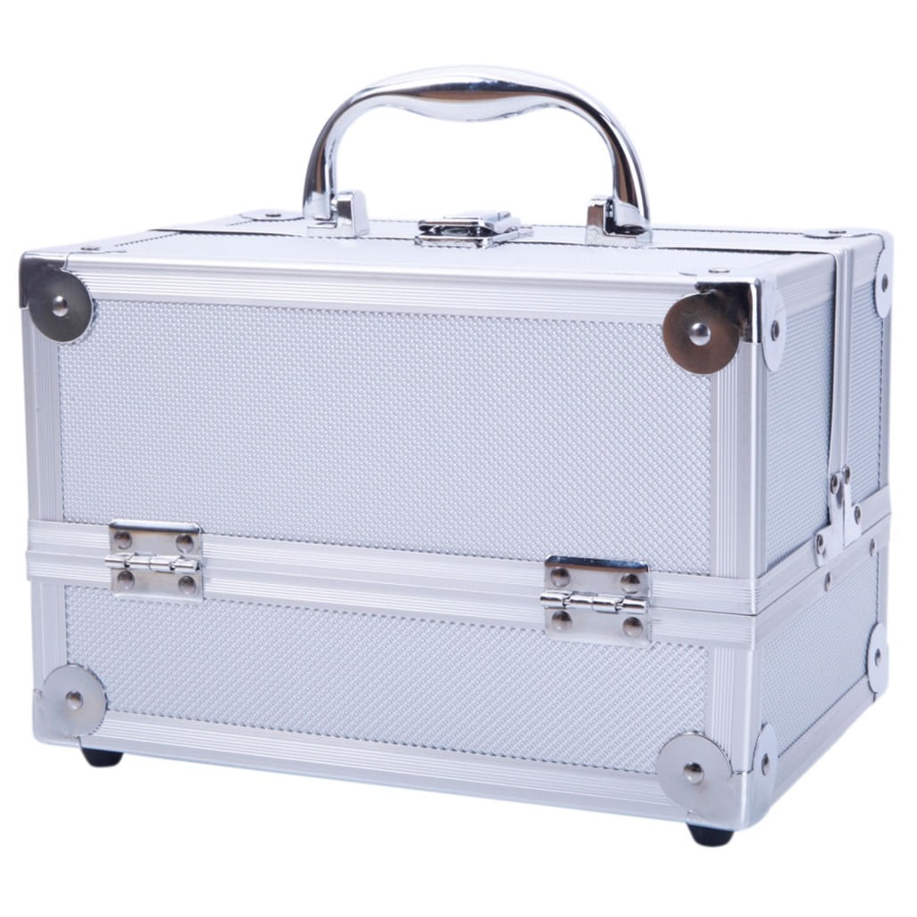 Professional Makeup Train Case, Aluminum Jewelry Box Cosmetic Organizer ...