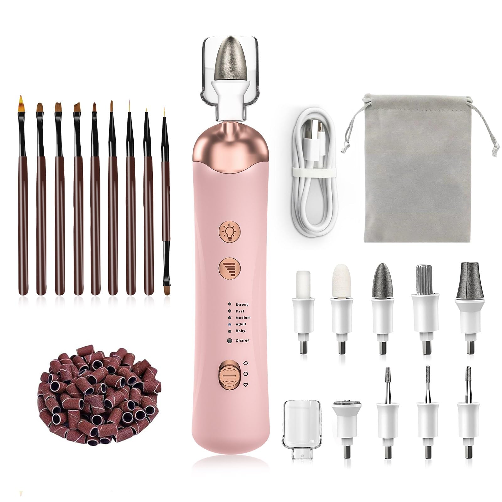 Professional Manicure Pedicure Kit, Electric Nail File Set, Cordless ...